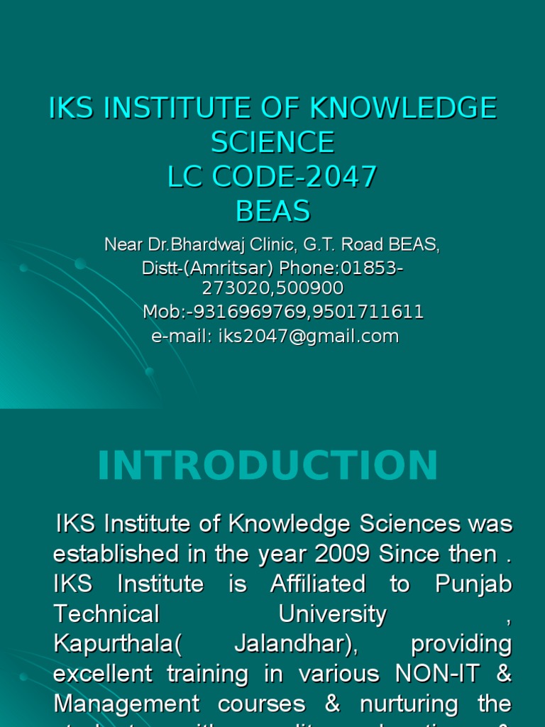 Iks Institute of Knowledge Science | PDF