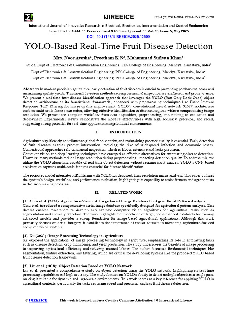 YOLO for Real-Time Fruit Disease Detection | PDF | Image Segmentation ...