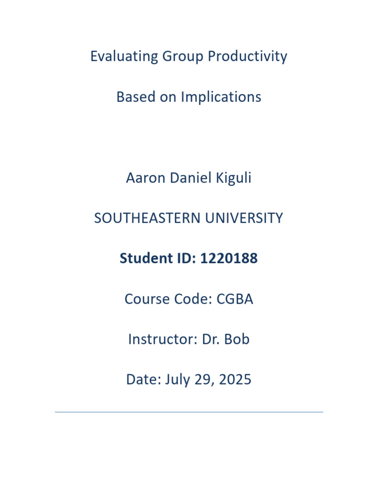 Module 4 Reflection On Group Productivity | PDF | Organizational Behavior | Behavioural Sciences