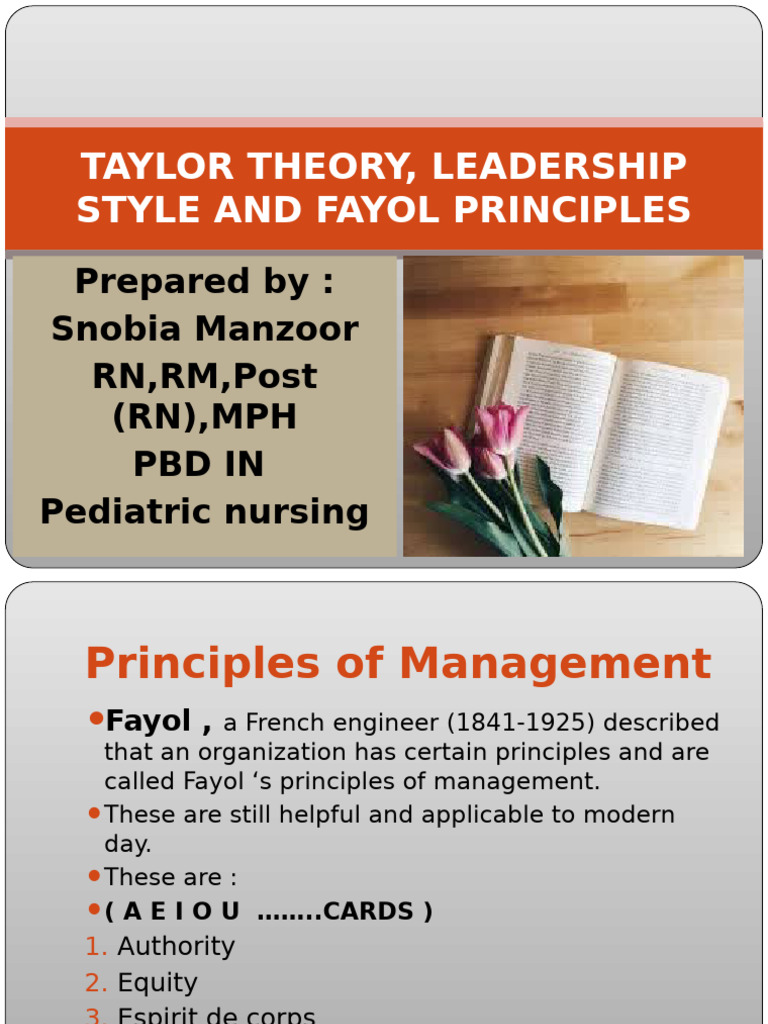 Taylor Theory, Fayol Principles and Leadership Style | PDF | Leadership ...