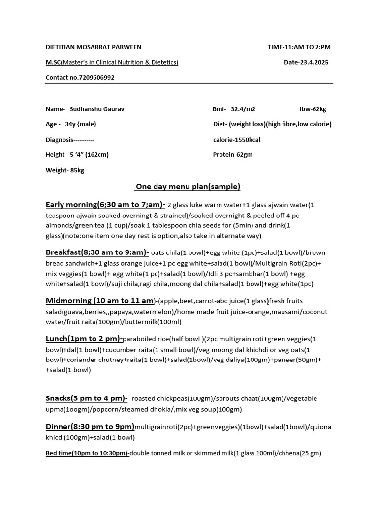 Weight Loss Diet.sudhansu | PDF | Foods | Drink