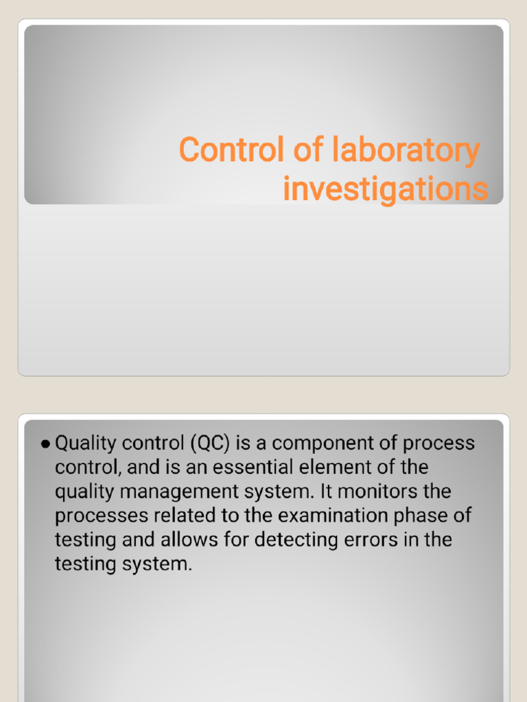 Control of Lab Investigation M | PDF