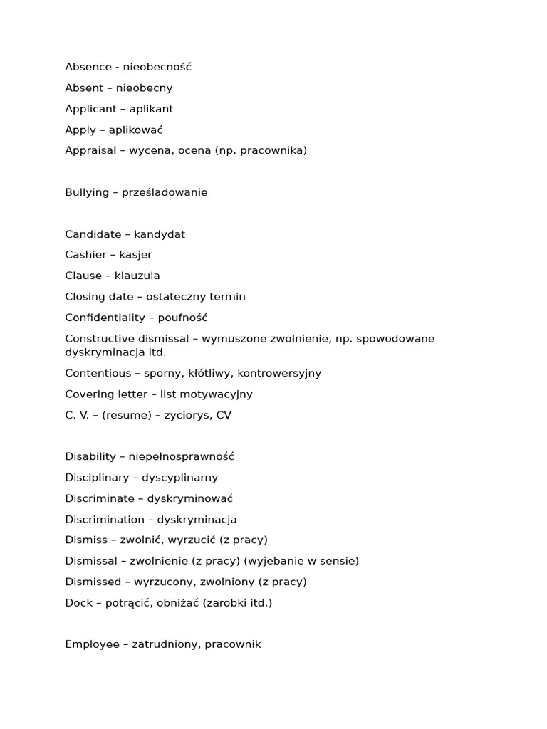 Angielski Slowka Kolos | PDF