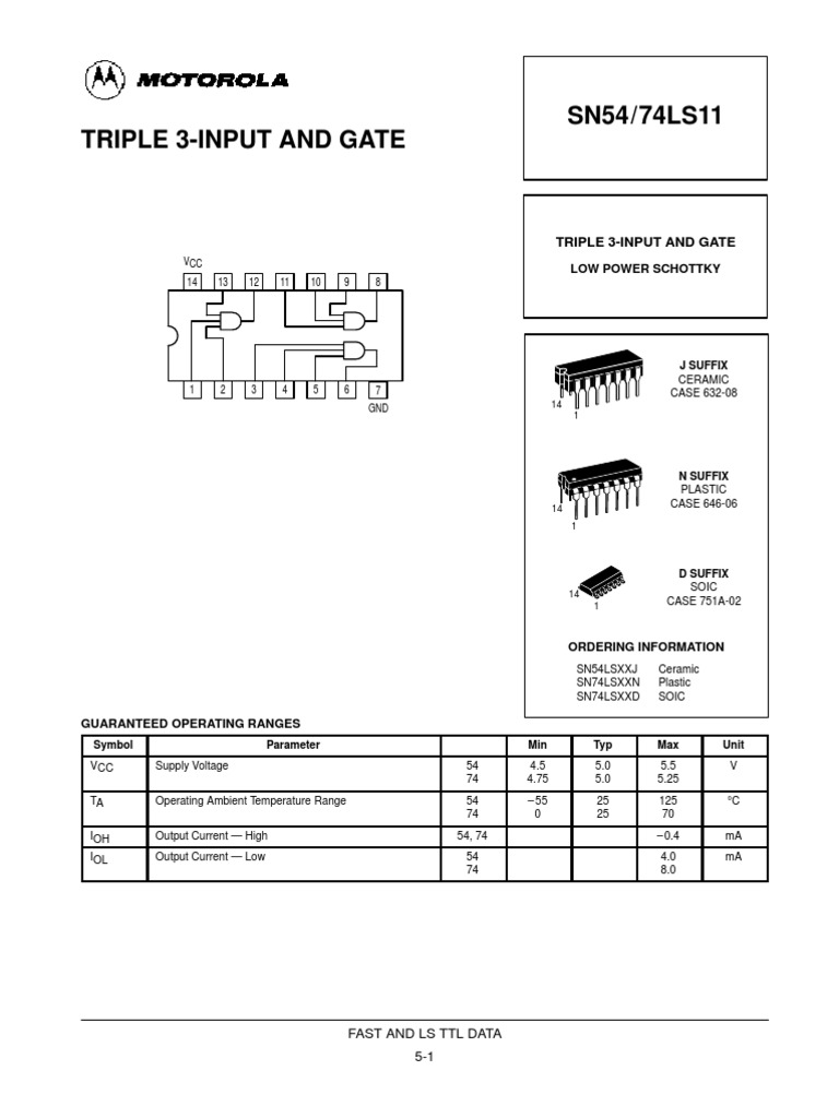 74LS11 Triple 3-Input AND Gate Datasheet | PDF