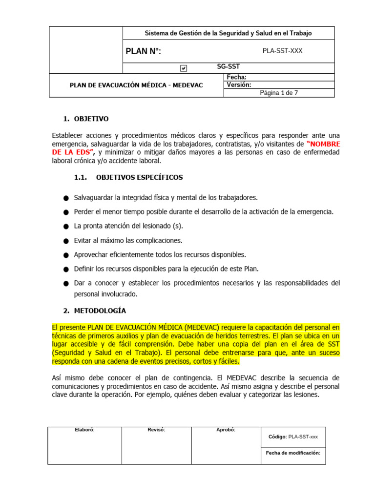 Plan de Evacuación Médica MEDEVAC | PDF | Hospital | Medicina