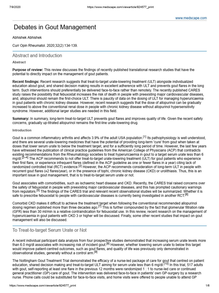 Gout Management: Treat-to-Target ULT Insights | PDF | Gout | Chronic ...