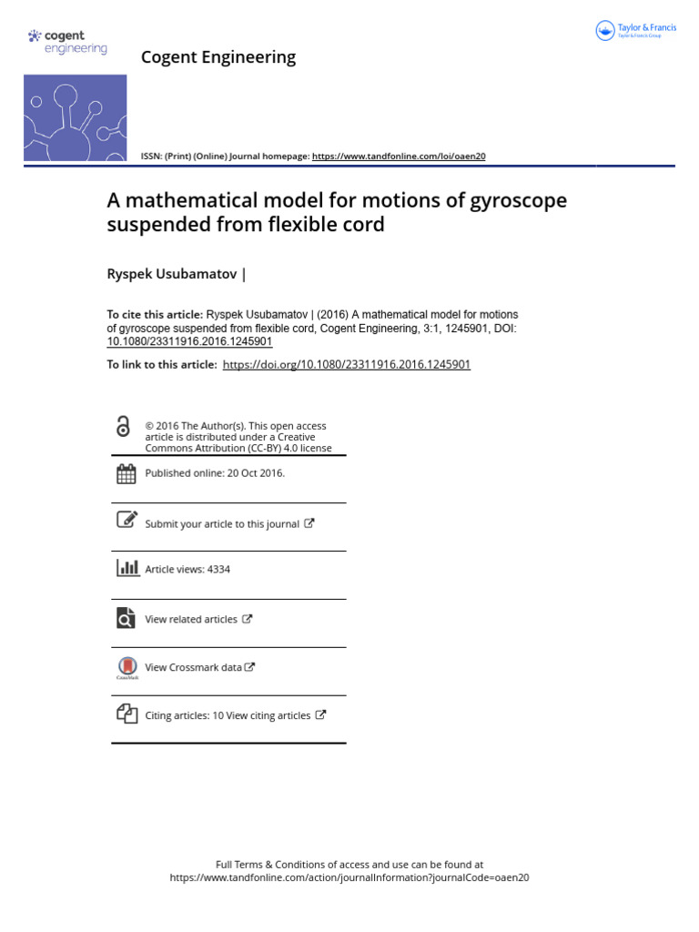 A Mathematical Model For Motions of Gyroscope Susp | PDF | Gyroscope ...