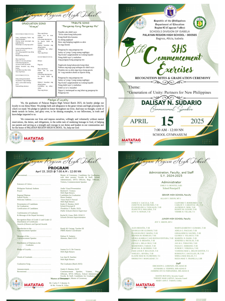 Palayan Region High School 2025 Graduation | PDF | Spirituality | Virtue