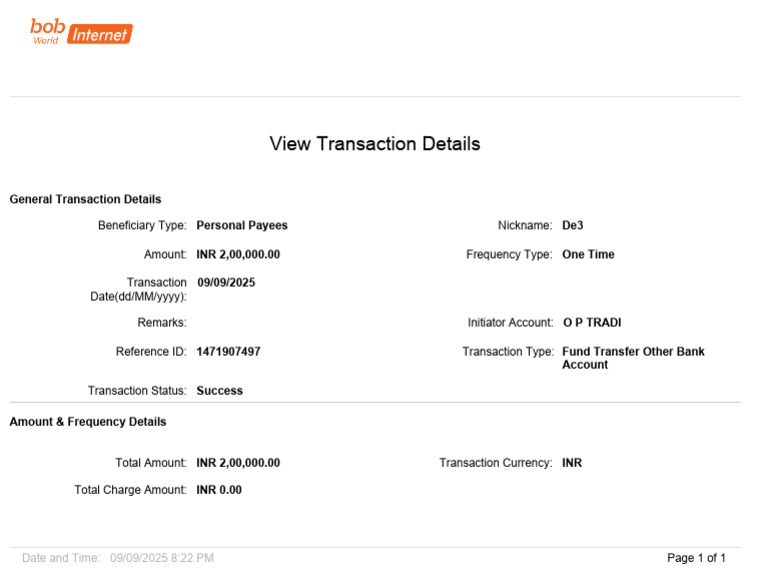View One Time Tran Details For Single Entry UX509!09!2025 | PDF