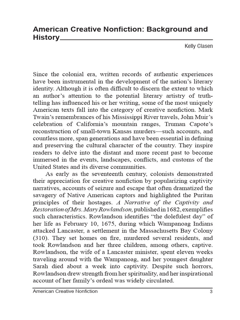 American Creative Nonfiction | PDF | The Sketch Book Of Geoffrey Crayon ...