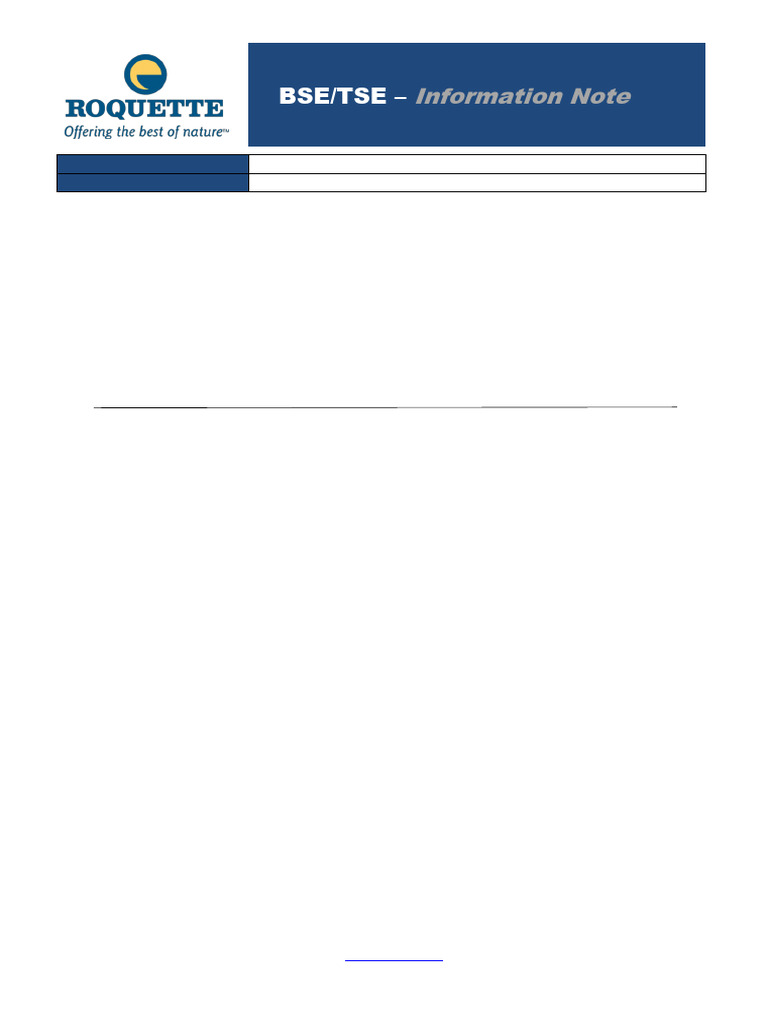 Roquette TSE-BSE Certificate | PDF