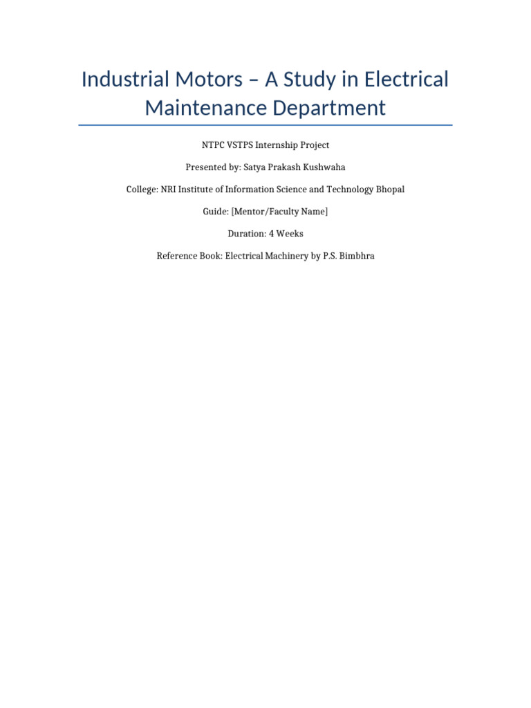Industrial Motors: NTPC EMD Insights | PDF | Electric Motor ...