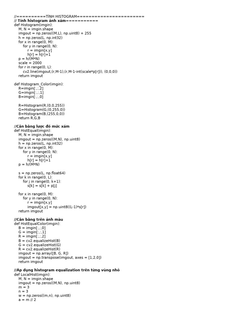 TÍNH HISTOGRAM | PDF