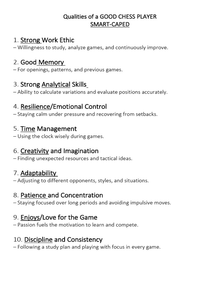 1_1_qualities of a Good Chess Player | PDF
