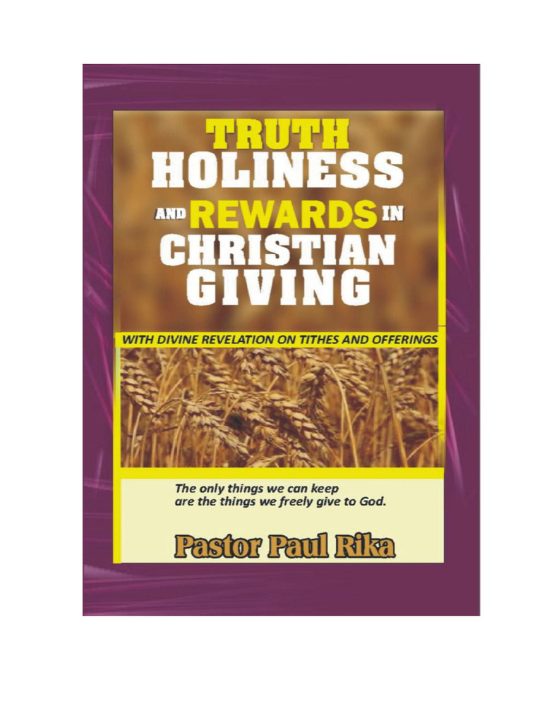 Truth, Holiness and Reward in Christian Giving by Pastor Paul Ri | PDF ...