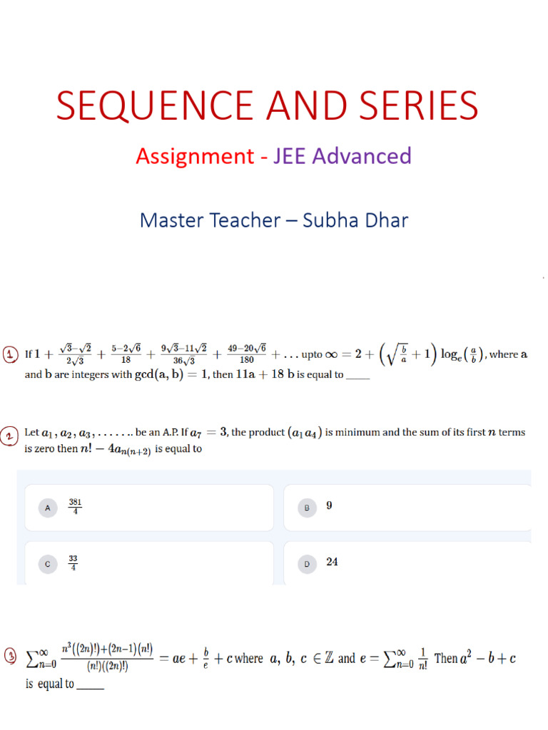 Assignment - JEE Advanced | PDF