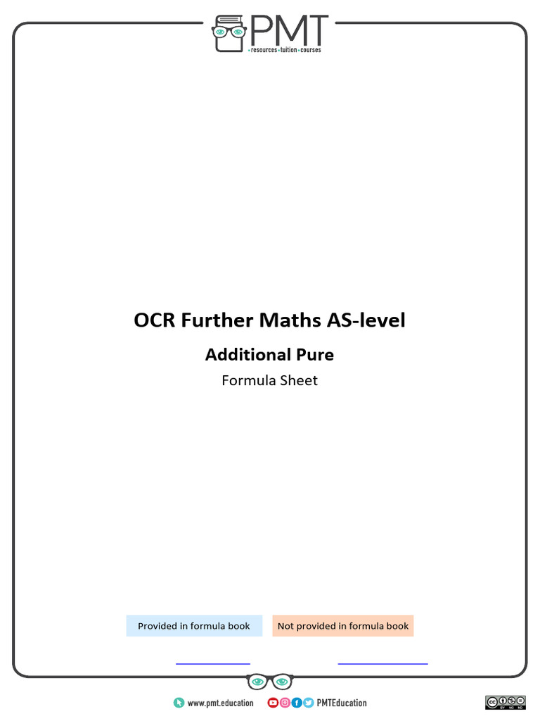 Additional Pure As-Level Formula Sheet | PDF | Sequence | Recurrence ...