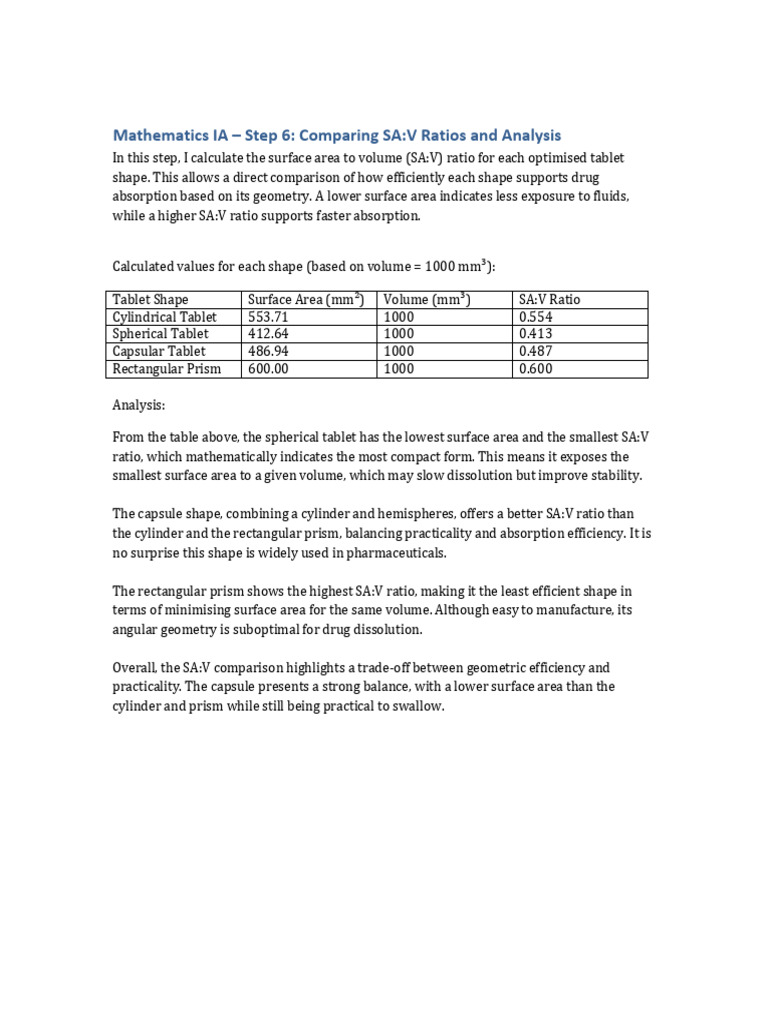 Maths IA Step 6 SAV Comparison Analysis | PDF