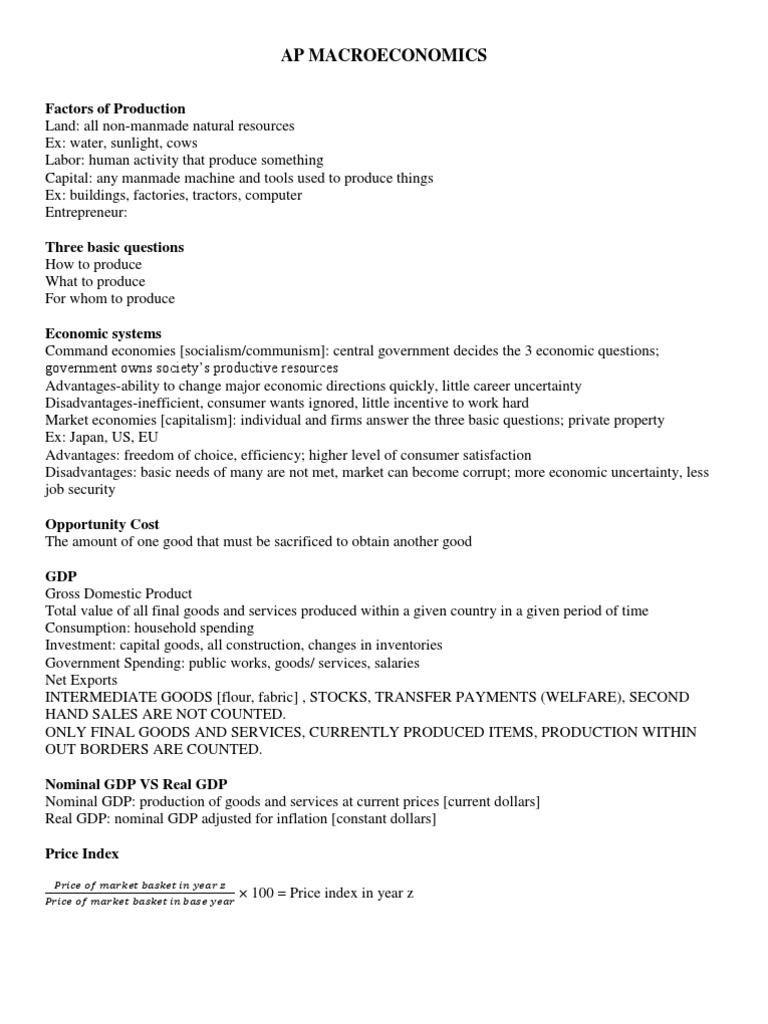 AP Macroeconomics Overview and Concepts | PDF | Fiscal Multiplier ...