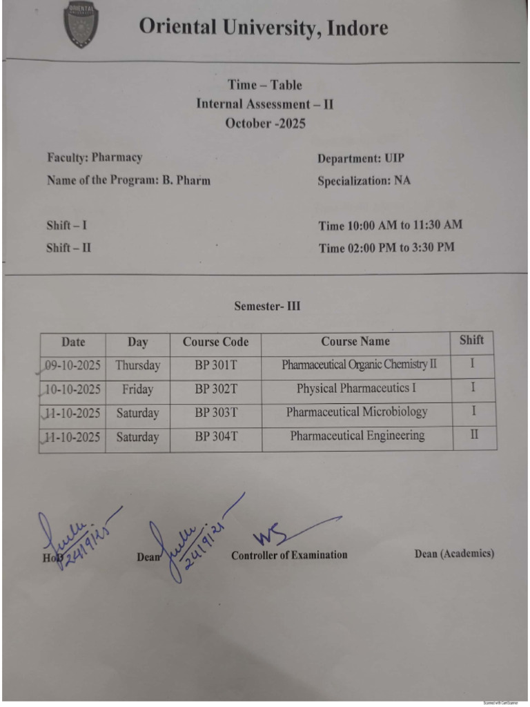 MST 2 Time Table October 2025 | PDF