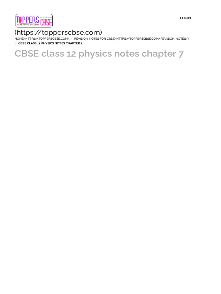 CBSE Class 12 Physics Chapter 7 Notes | PDF