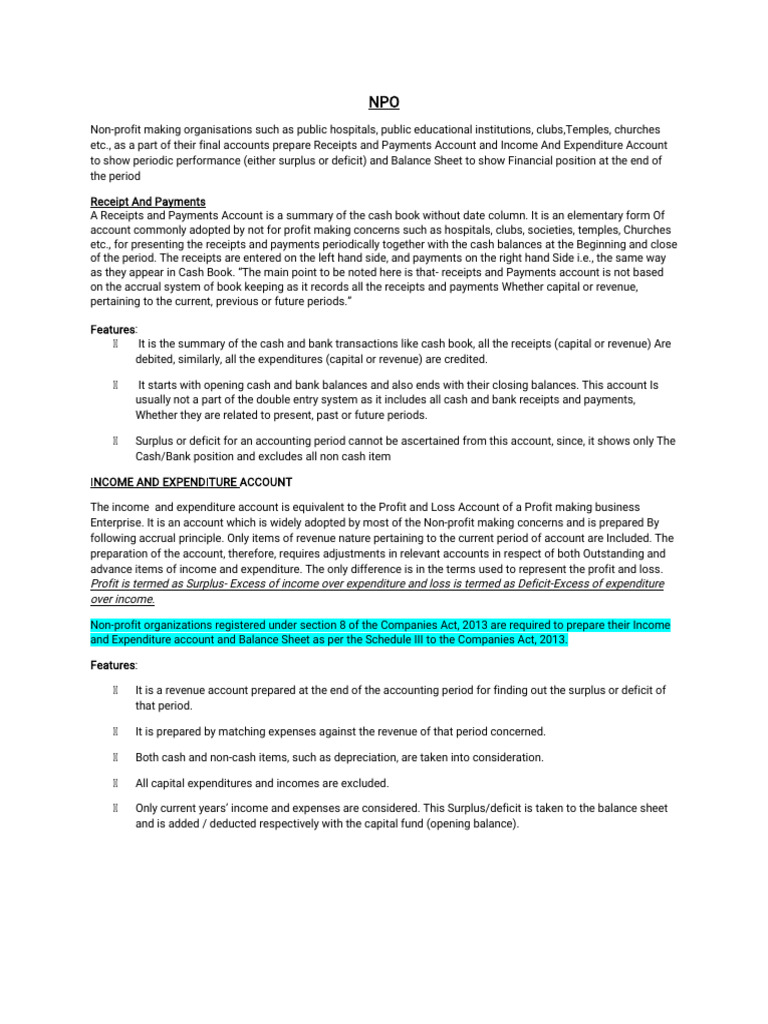 Non-Profit Financial Accounts Explained | PDF | Expense | Income Statement