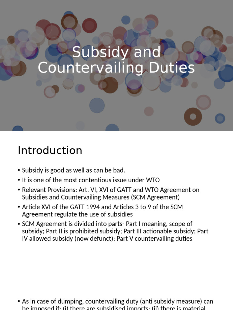 Subsidy and Countervailing Duties | PDF | Subsidy | Economies