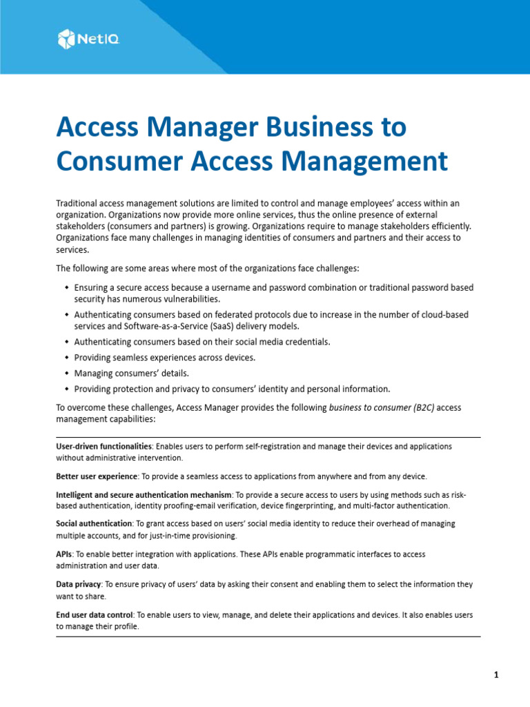 Access Manager Business To Consumer Access Management | PDF | Proxy ...
