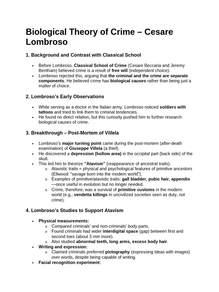 Biological Theory of Crime | PDF | Deviance (Sociology) | Paranoia