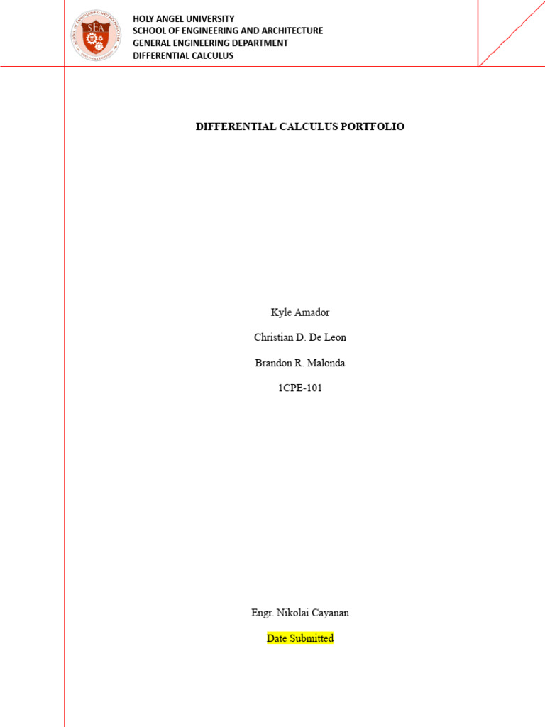 Portfolio-Template Calculus Finals | PDF