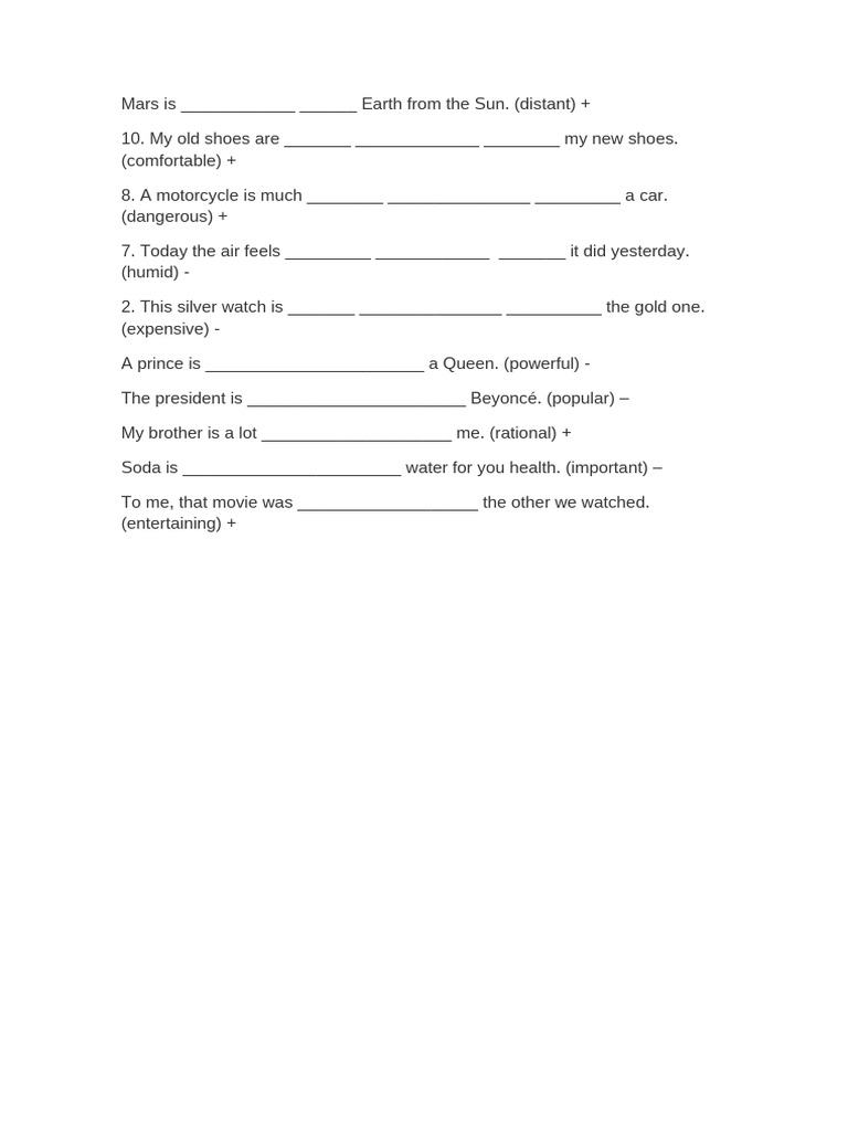 001 - Making Comparisons Activity - On The BOARD | PDF