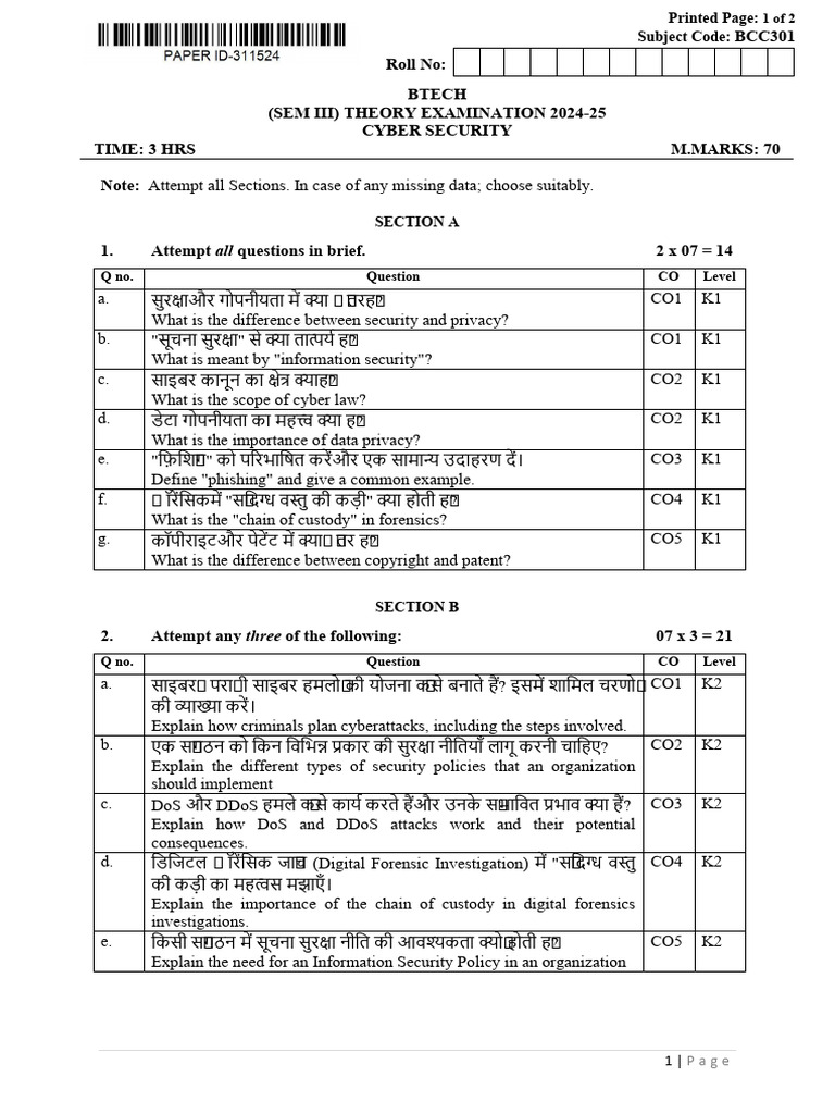 Cyber Security Pyq | PDF | Justice | Crime & Violence