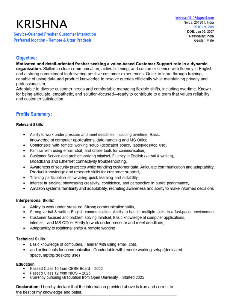 Krishna Kumar Resume 2026 | PDF | Communication | Knowledge