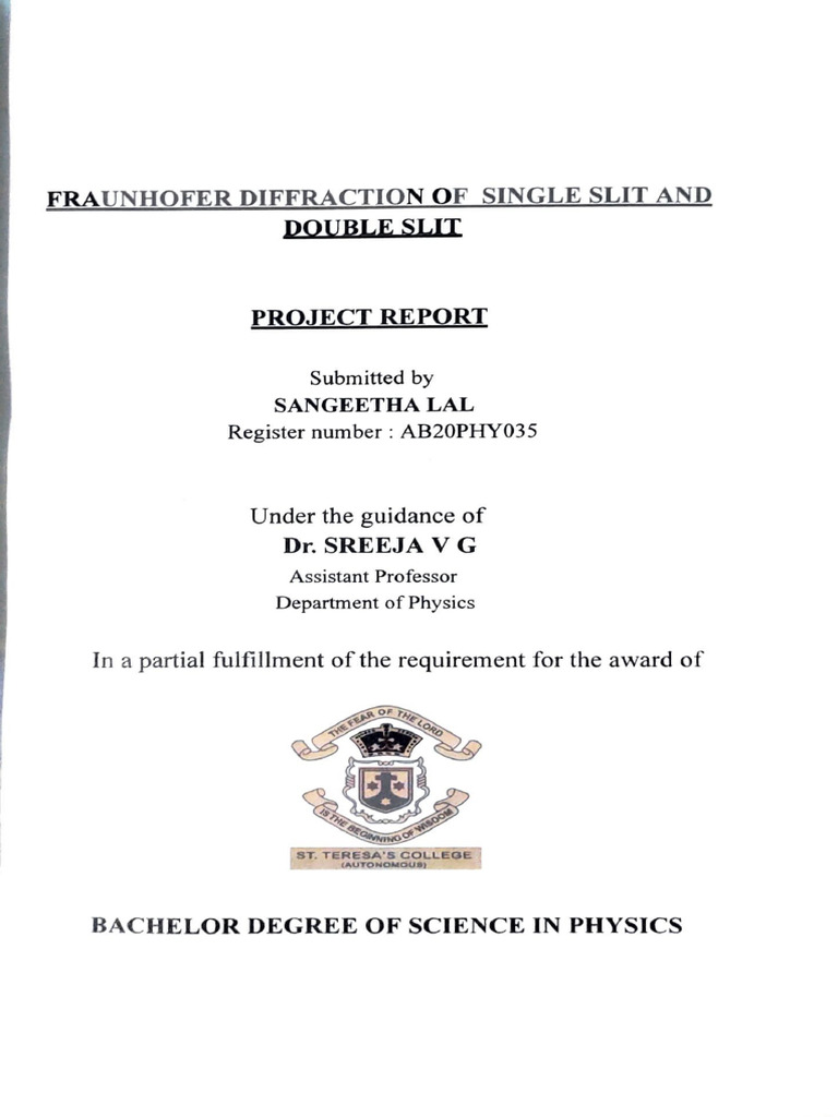 Single Double Slit Diffraction | PDF | Diffraction | Wavelength