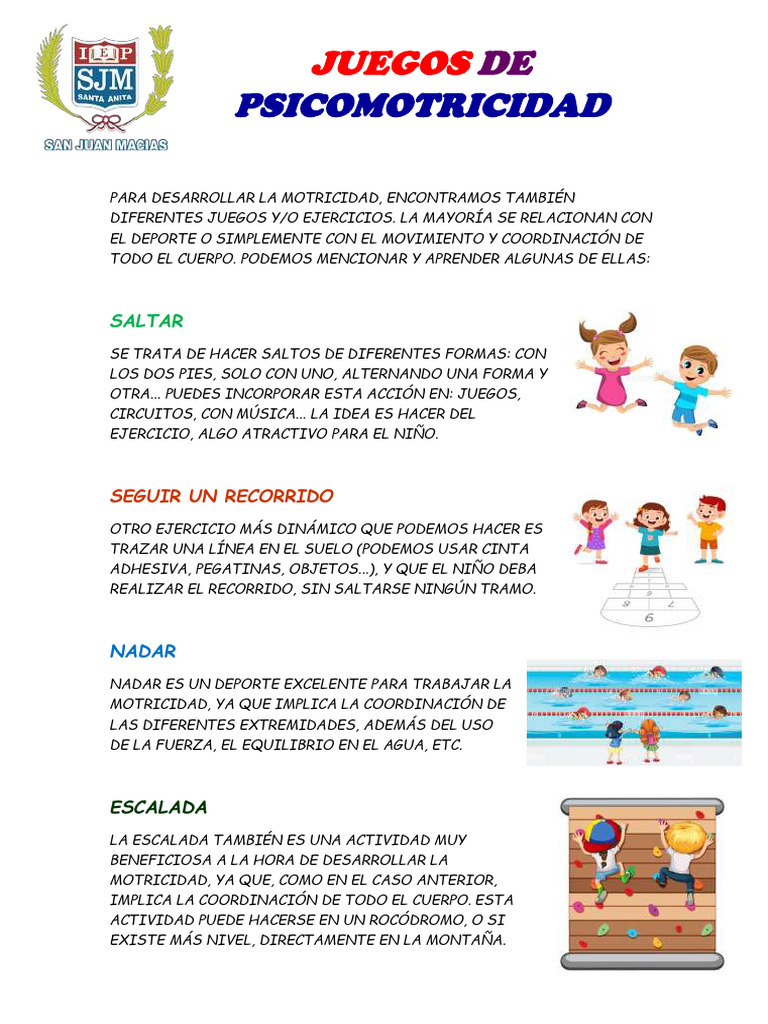 Juegos de Psicomotricidad - 4to Bimestre - 1er 2do 3er Grado | PDF