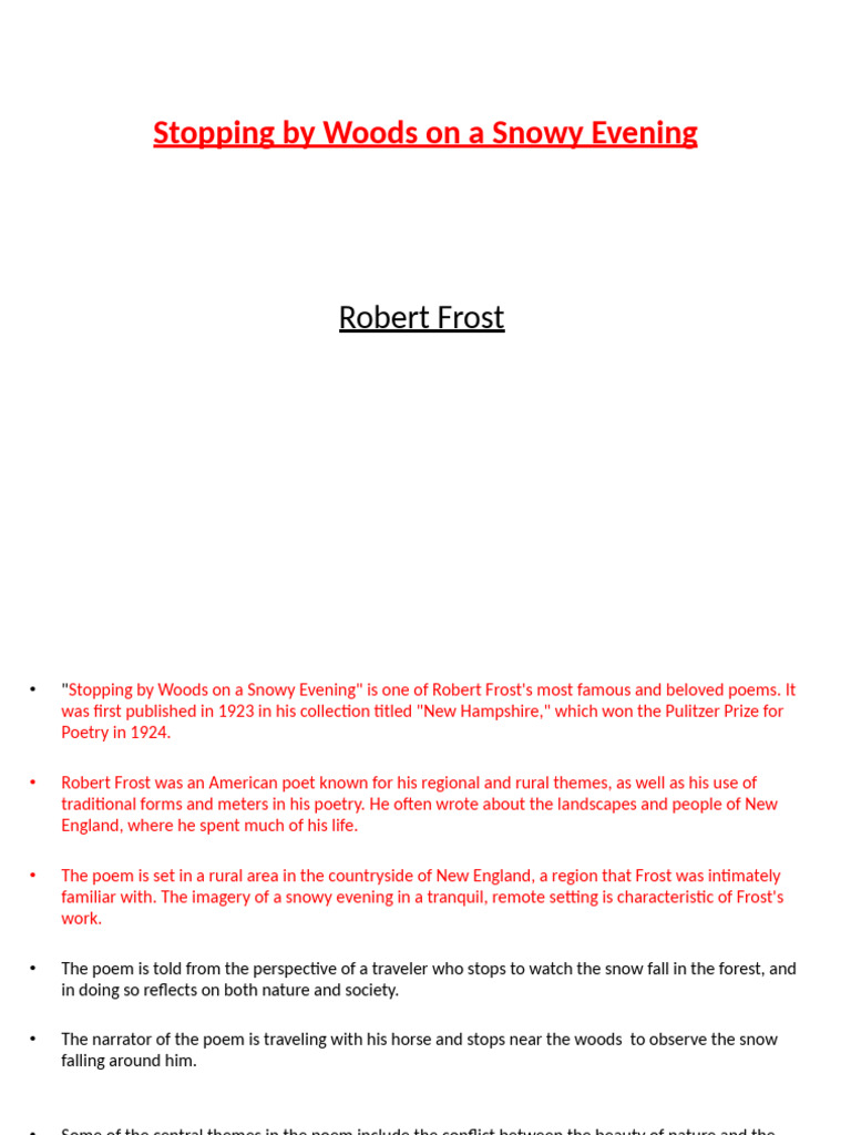 Stopping by Woods | PDF | Poetry | Metre (Poetry)