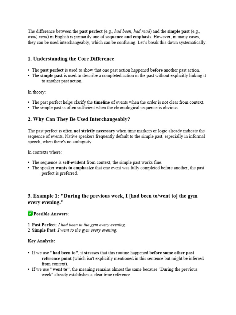 Past Perfect vs. Simple Past Explained | PDF | Linguistics | Grammar