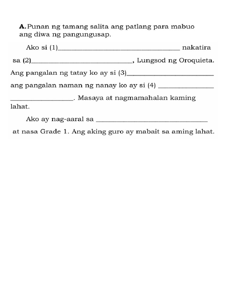 Language Fill It Out 1 | PDF