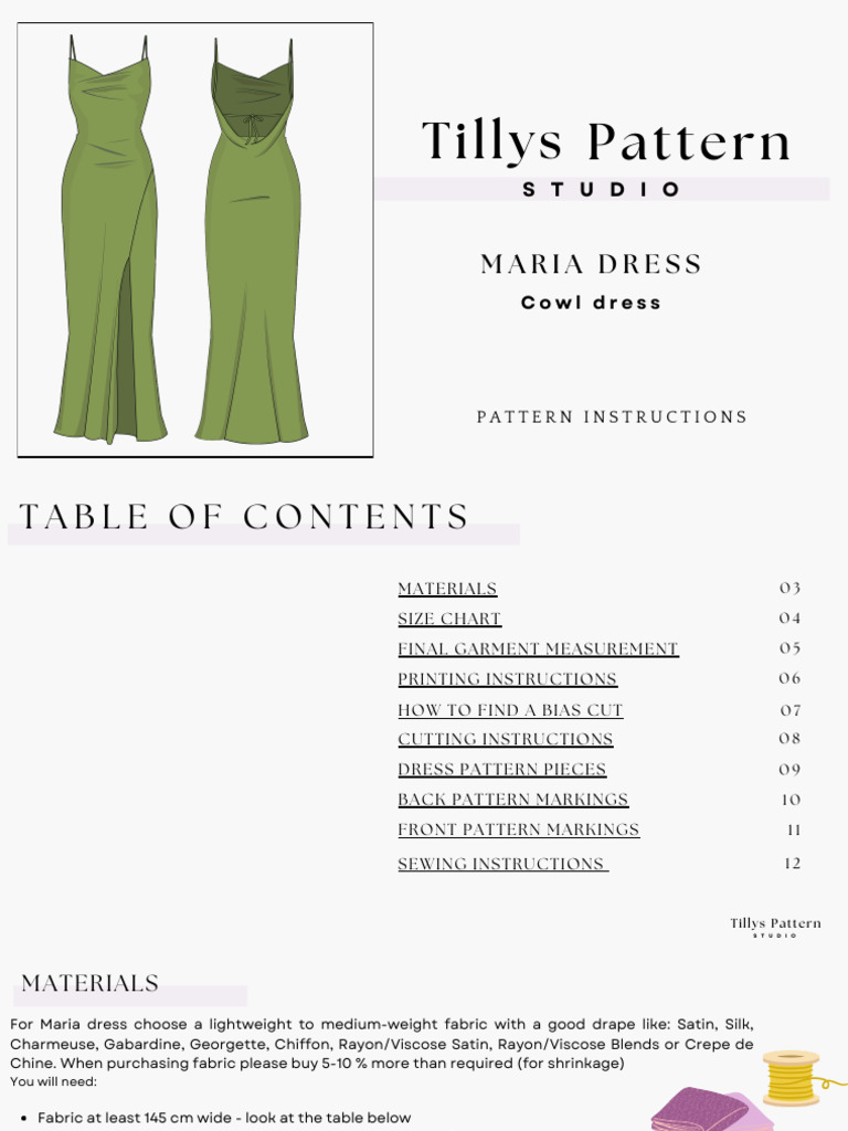 Maria Dress Pattern Instructions | PDF | Seam (Sewing) | Sewing