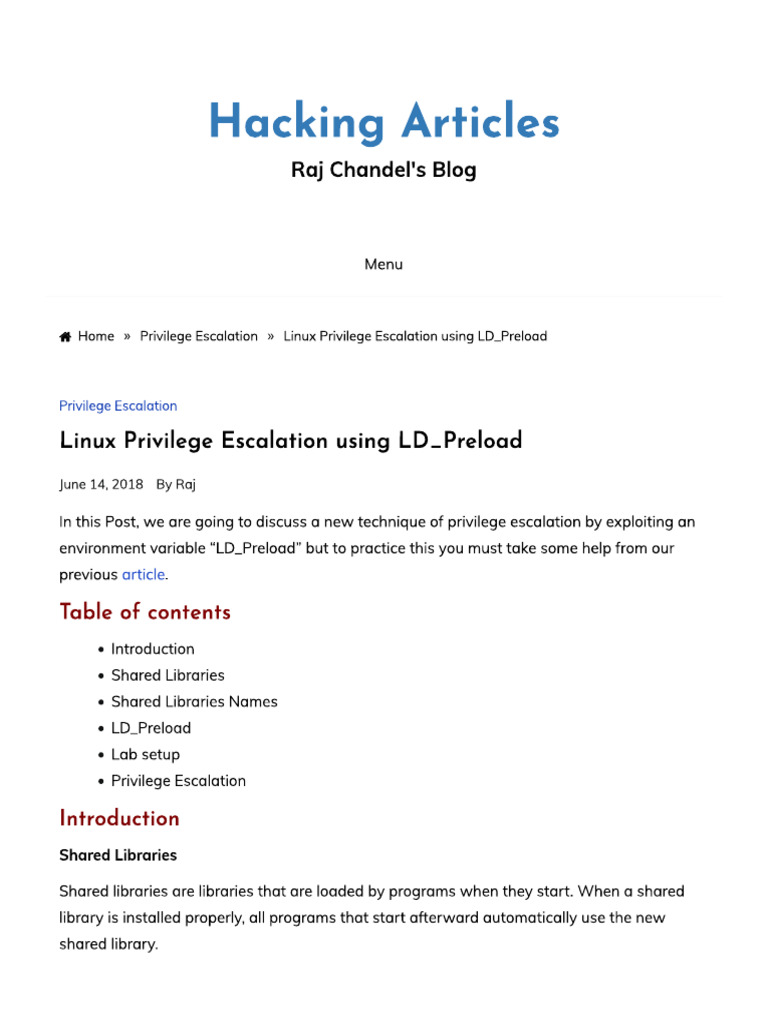Linux Privilege Escalation Using LD - Preload | PDF