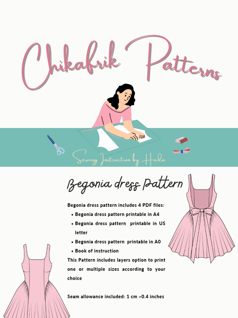Free Printable Begonia Dress Pattern | PDF | Seam (Sewing) | Sewing