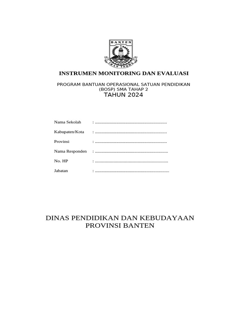 Instrumen Monev Bosp 2024 | PDF