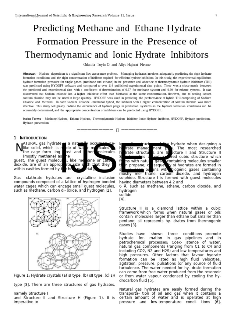 Predicting Methane and Ethane Hydrate Formation Pressure in The ...