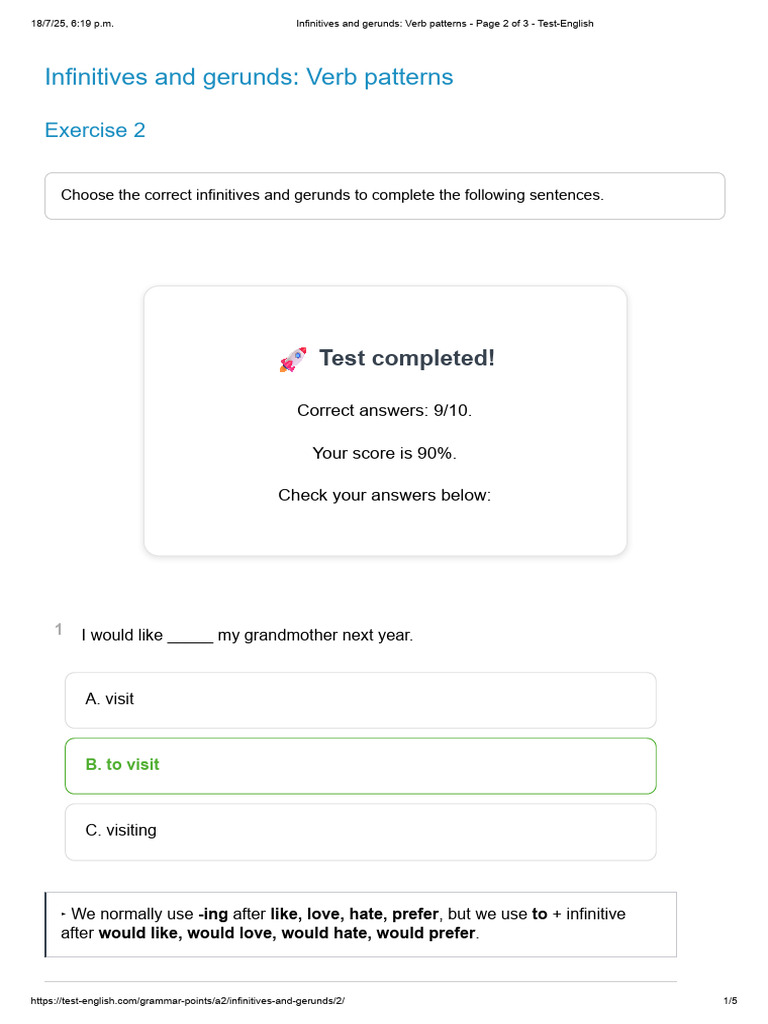 Infinitives and Gerunds - Verb Patterns | PDF | Verb | Grammatical ...