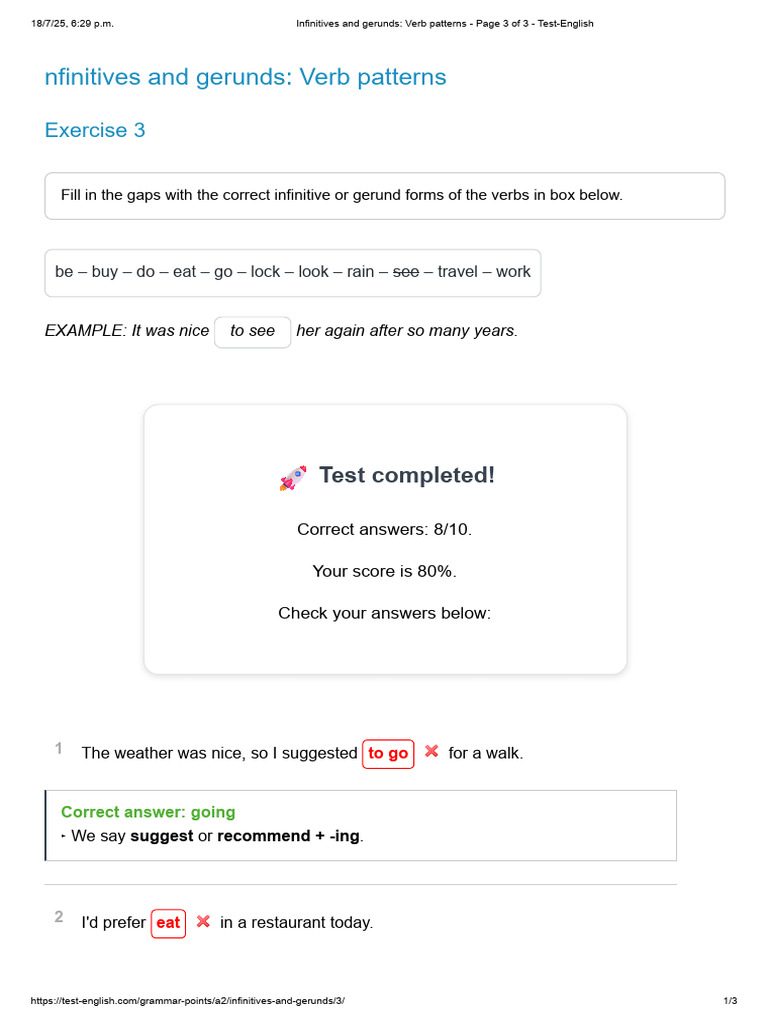 Infinitives and Gerunds: Verb Patterns | PDF | Verb | Syntax