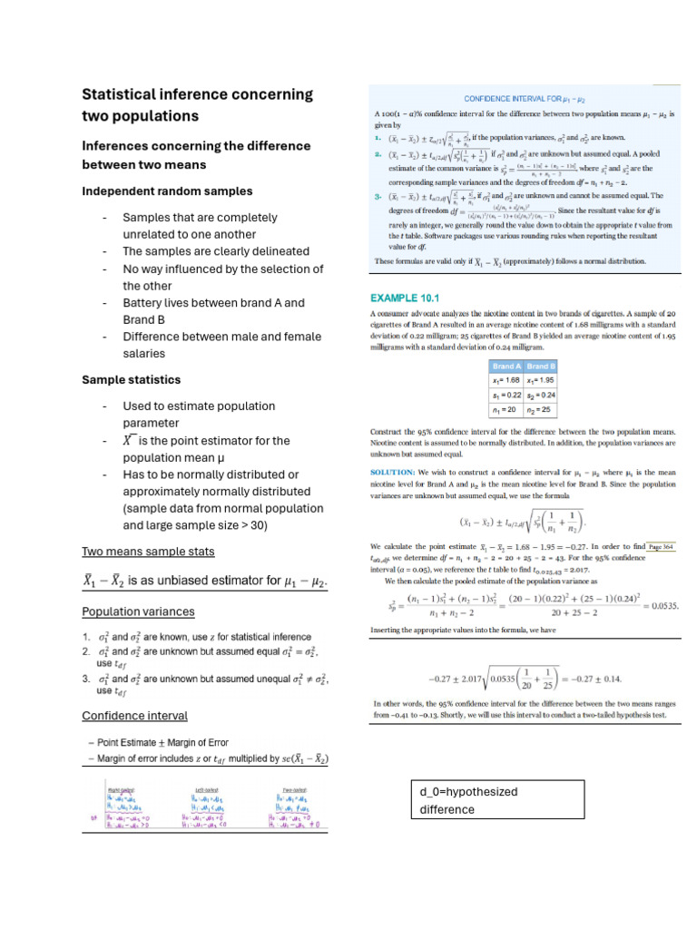 Statistical Inference Concerning Two Populations | PDF | Normal ...