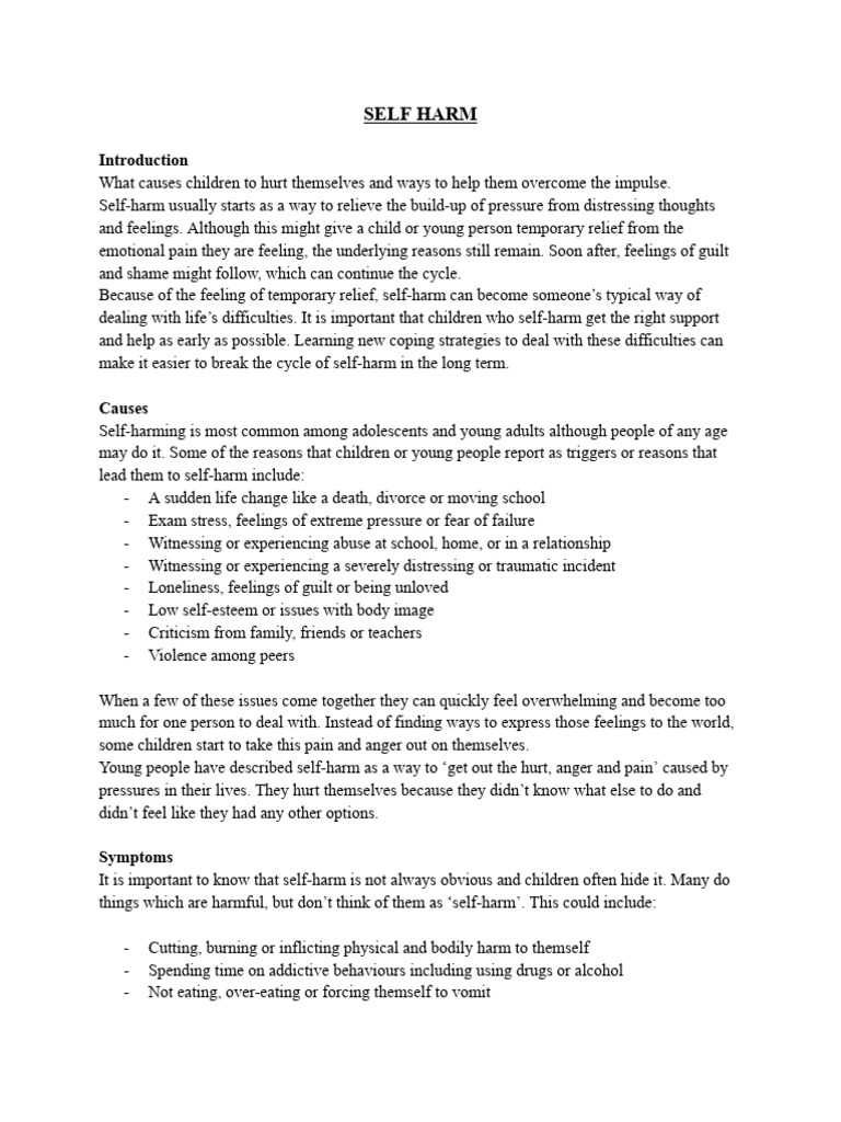 Self-Harm Introduction | PDF | Self Harm | Feeling