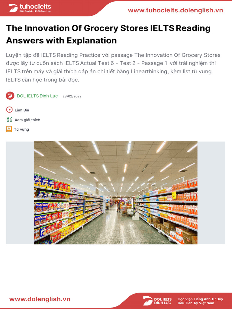 IELTS Reading: Grocery Store Innovations | PDF | Grocery Store ...