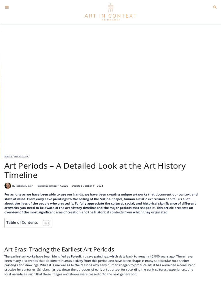 Art Periods - A Detailed Look at The Art History Timeline | PDF ...