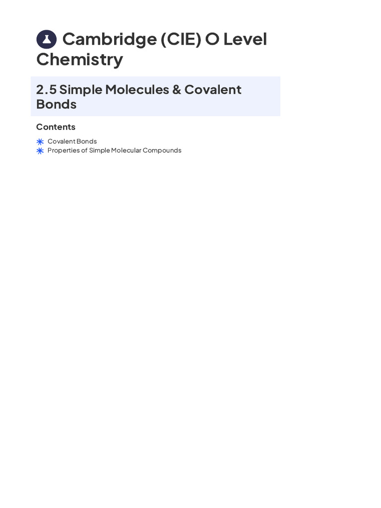 Simple Molecules and Covalent Bonds | PDF | Chemical Bond | Covalent Bond